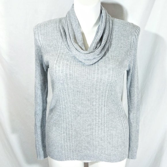 Joseph A | Sweaters | Joseph A Grey Silver Glittery Sparkly Cowl Euc ...